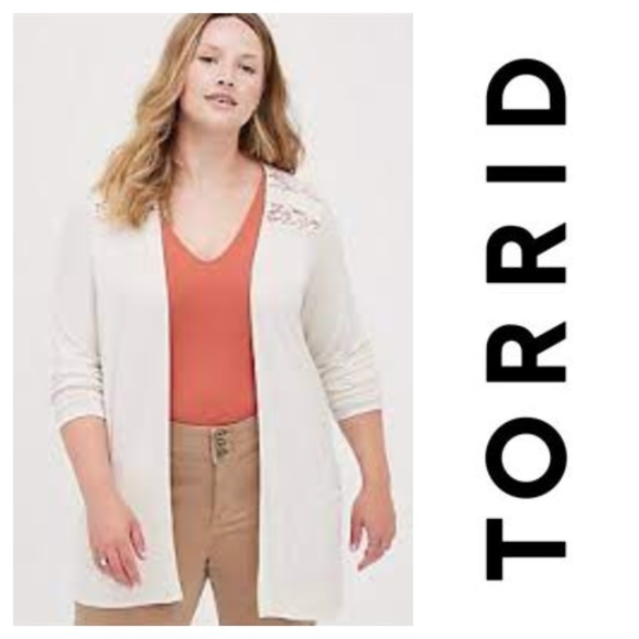 torrid | Sweaters | Torrid Plus Size Super Soft Knits Lace Cardigan In ...